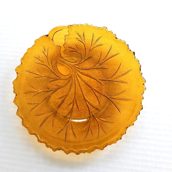 Indiana Glass | Dining | Vintage Amber Indiana Glass Leaf Plate ...